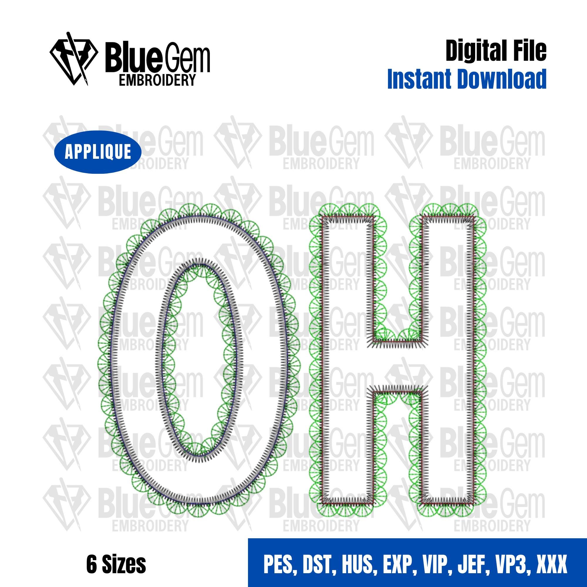 Lace OH Applique Embroidery Design – Ohio Applique, Zigzag Stitch, 6 ...
