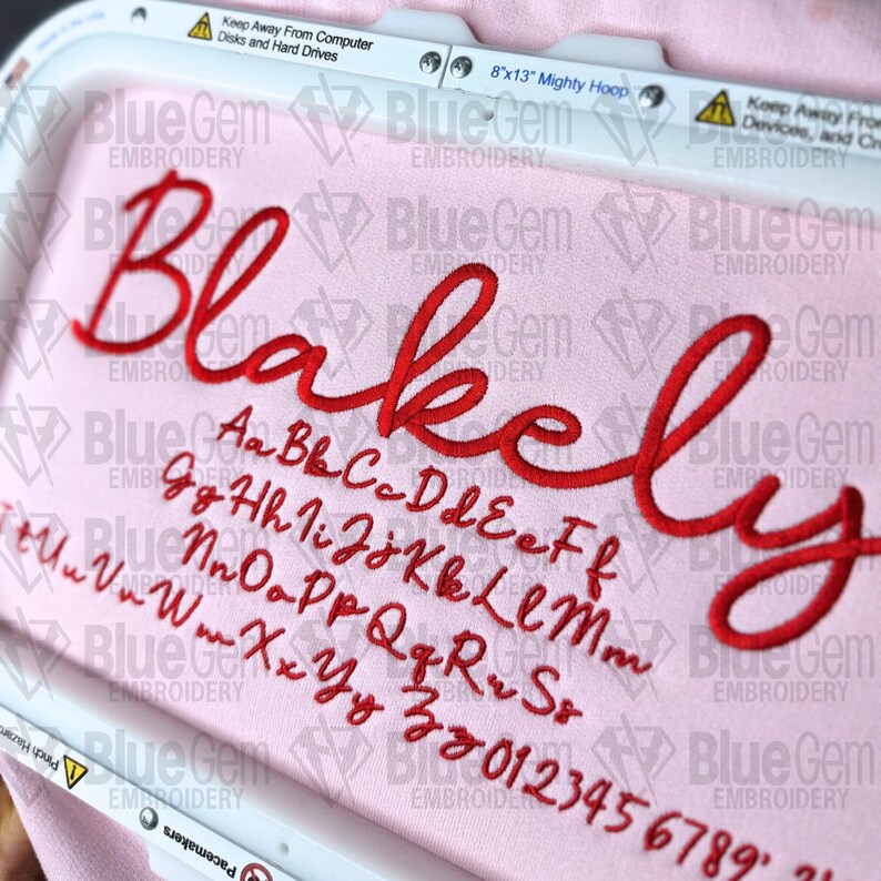 Blakely Script Embroidery Font - BX Format Included, 8 Sizes, 0.5" - 2. ...