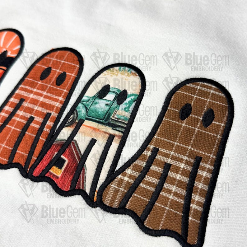 Applique Ghost Embroidery Design: Halloween Satin Stitch (instant ...