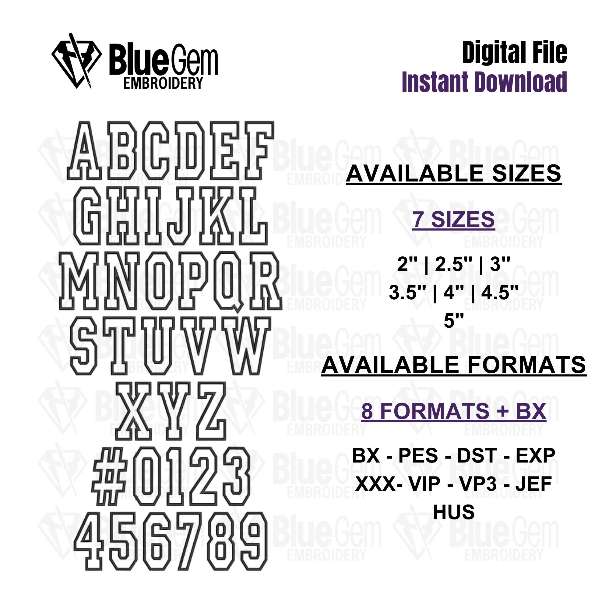 Varsity Applique Embroidery Font: Athletic College Style (BX Font ...