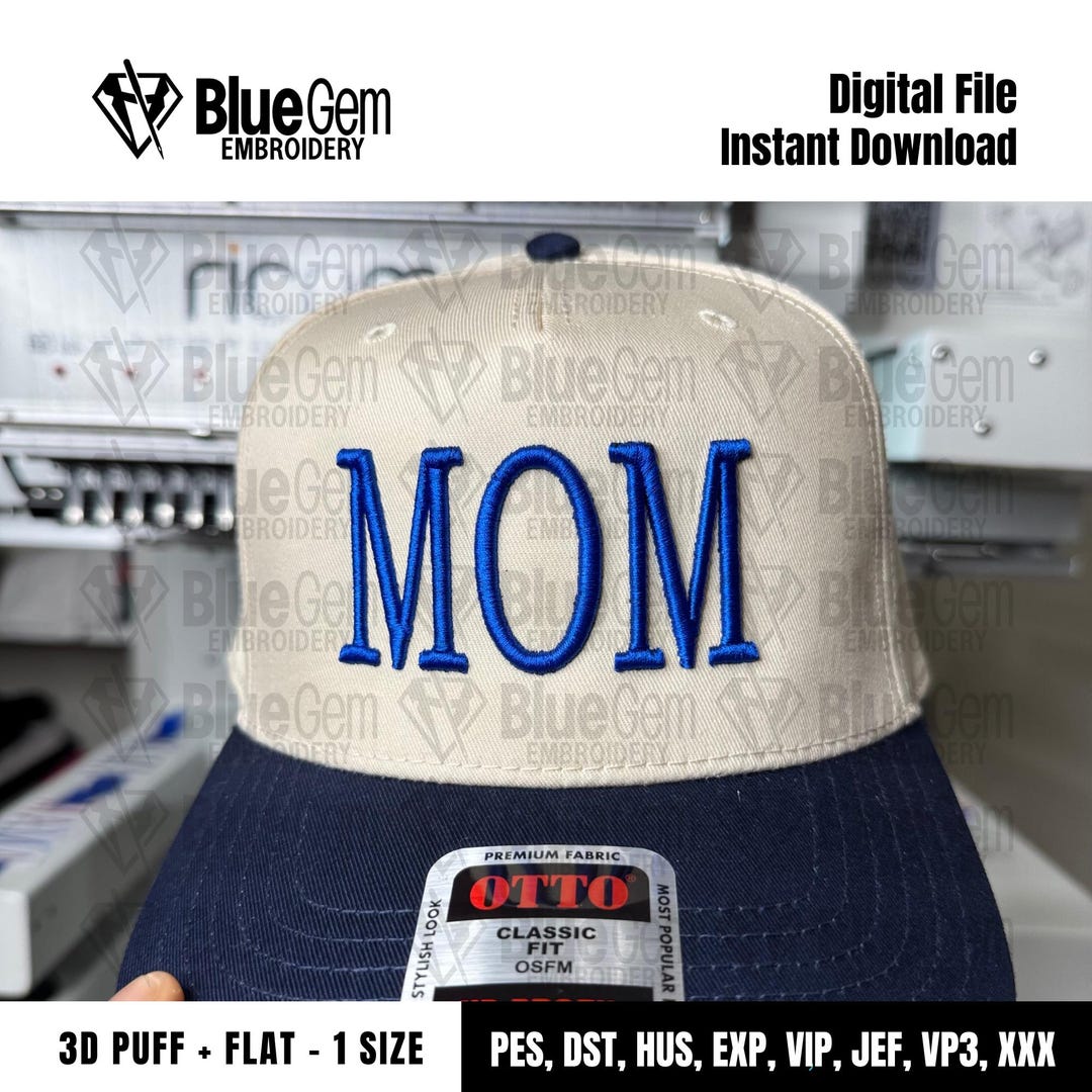 Mom Hat Embroidery Design - Mothers Day Hat Embroidery Design- 1 Size ...