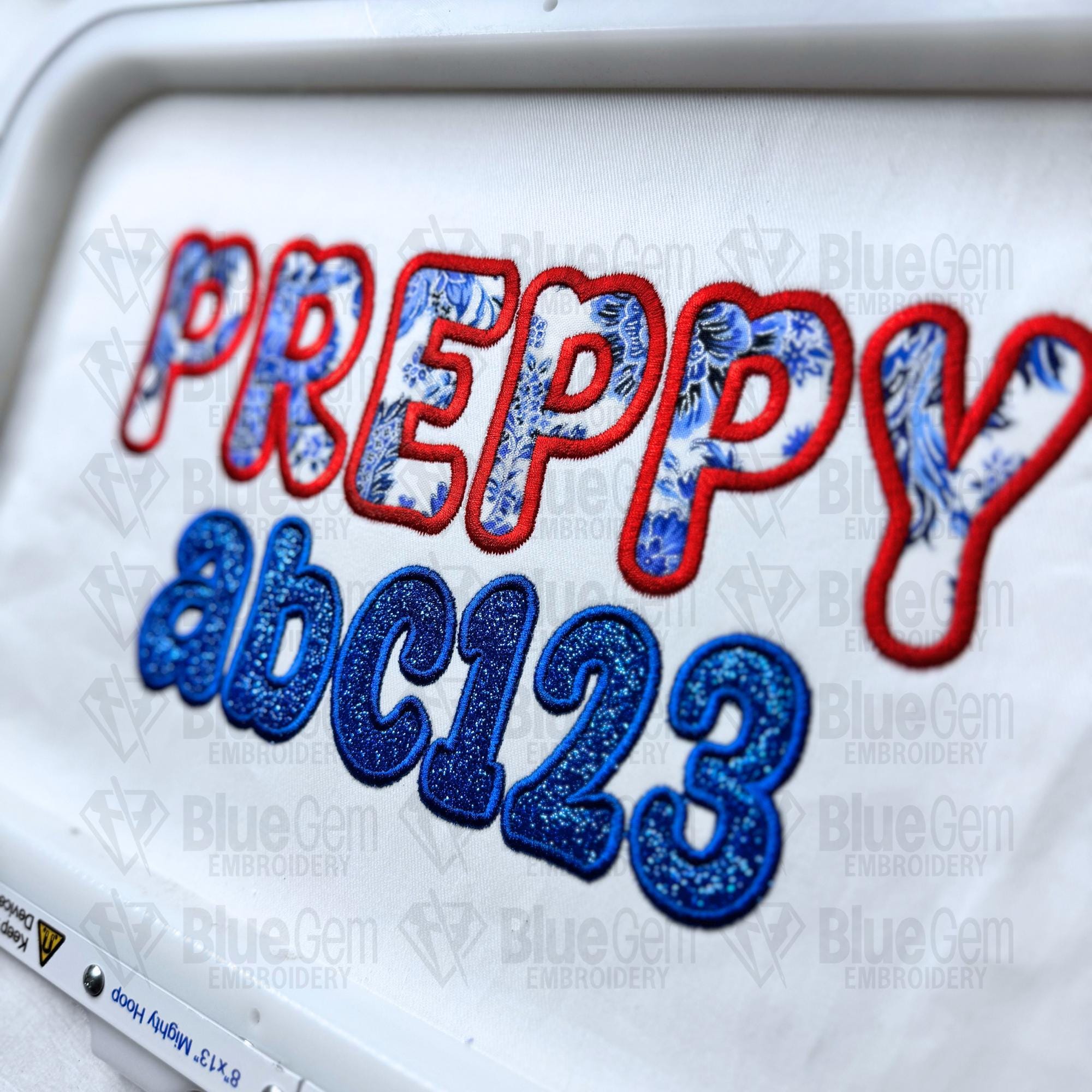 Preppy Applique Embroidery Font: 6 Sizes, Uppercase and Lowercase (BX ...