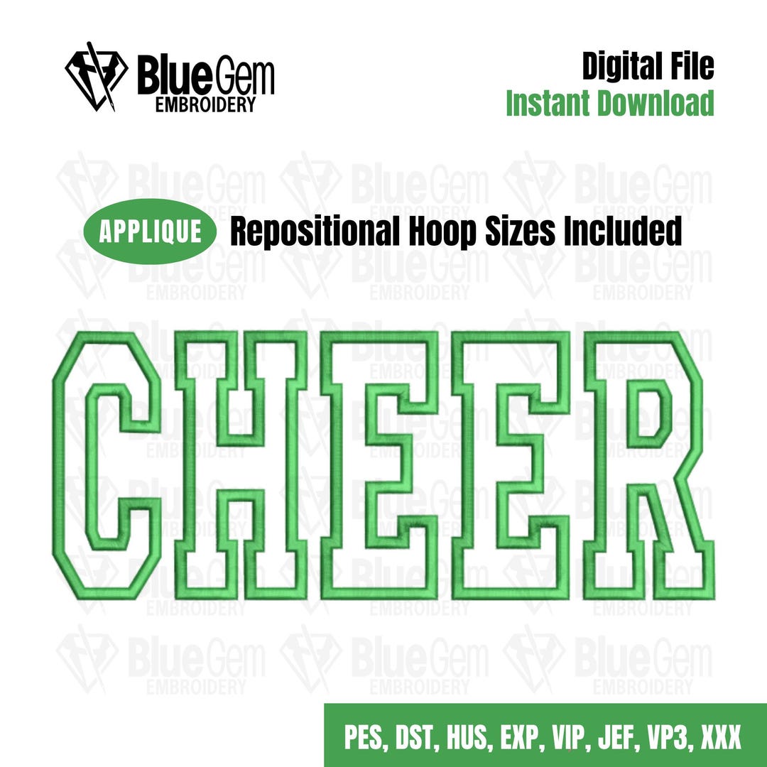 Cheer Applique Embroidery Design: 5 Sizes (instant Download) - Etsy