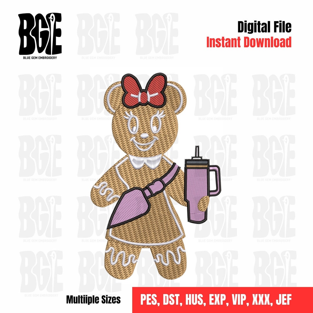 Minnie Gingerbread Embroidery Design: Christmas Cookie Tumbler (instant ...
