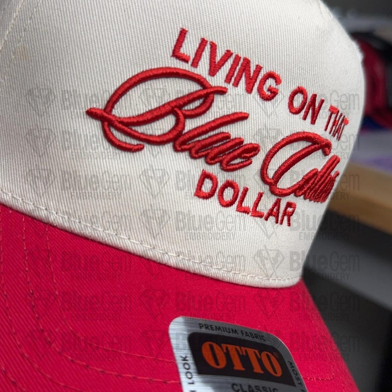 Blue Collar Dollar Hat Embroidery Design – 3D Puff (digital Download ...