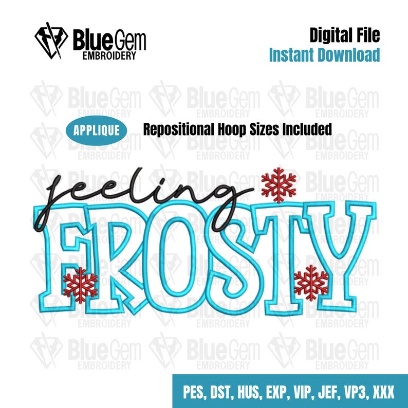 Feeling Frosty Applique Embroidery Design: Christmas Design (instant ...
