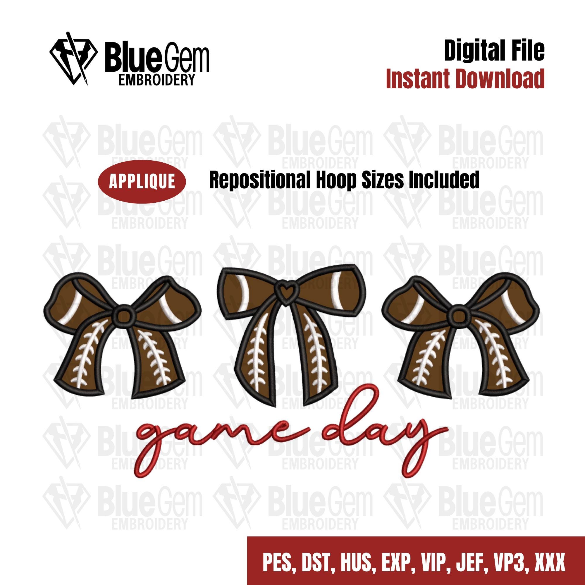 Football Bows Applique Embroidery Design: Game Day, 5 Sizes (instant ...