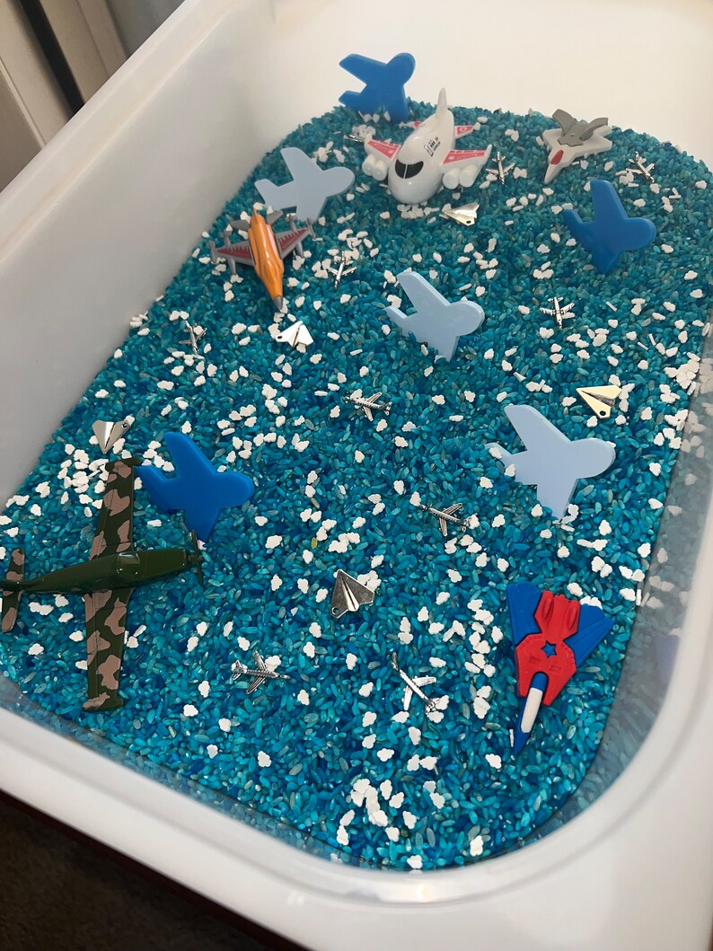 Airplane Sensory Rice Filler - Pasta Sensory Filler - Airplane Sensory ...