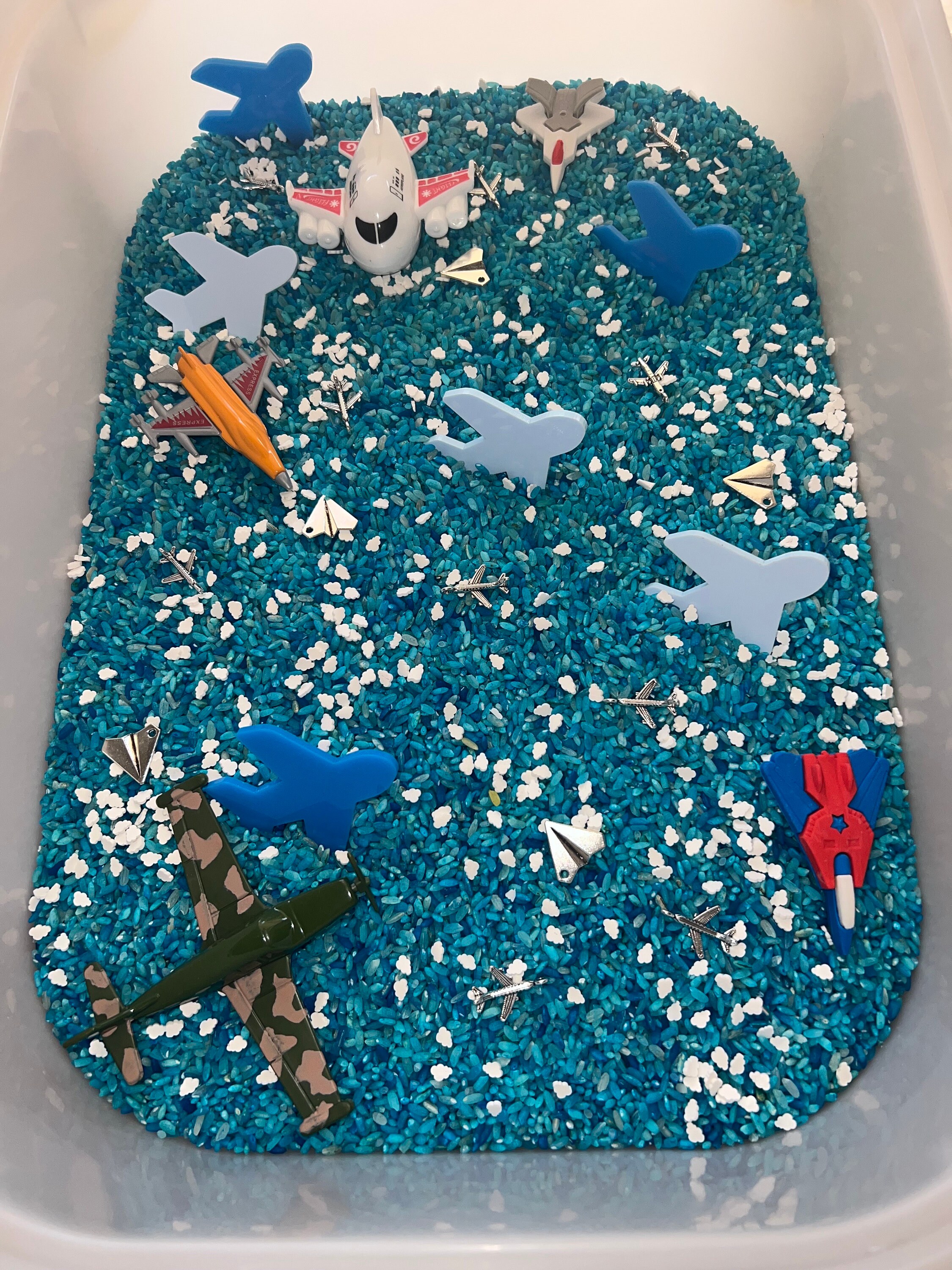 Airplane Sensory Rice Filler - Pasta Sensory Filler - Airplane Sensory ...