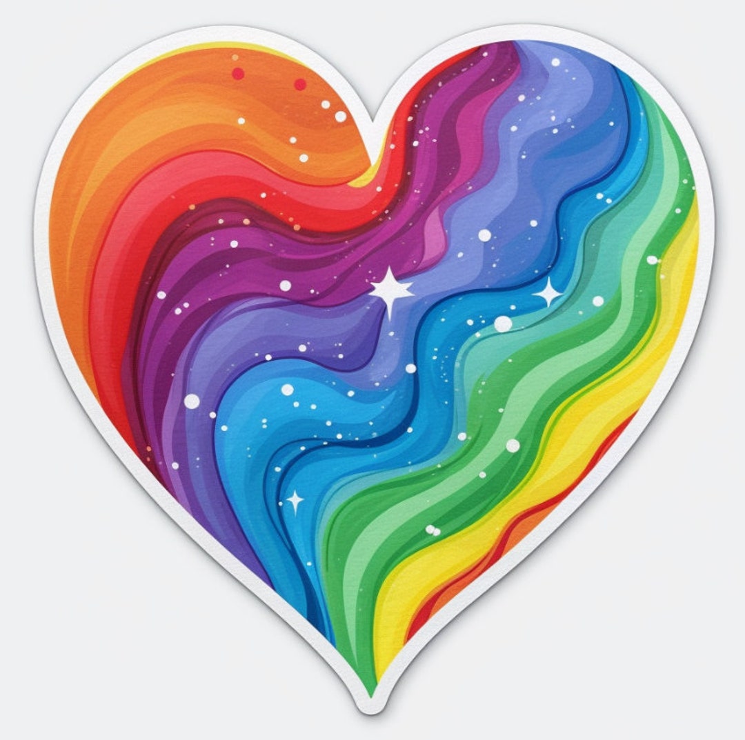 Rainbow Heart Sticker - Etsy