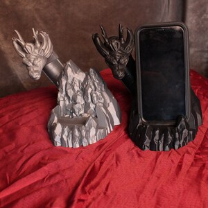 3D Printed Dragon Phone Holder Black or Grey - Etsy
