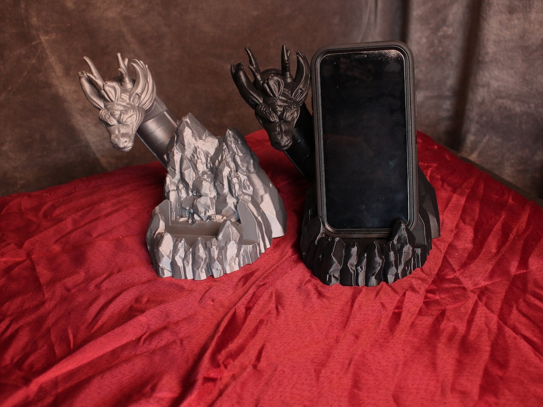 3D Printed Dragon Phone Holder Black or Grey - Etsy