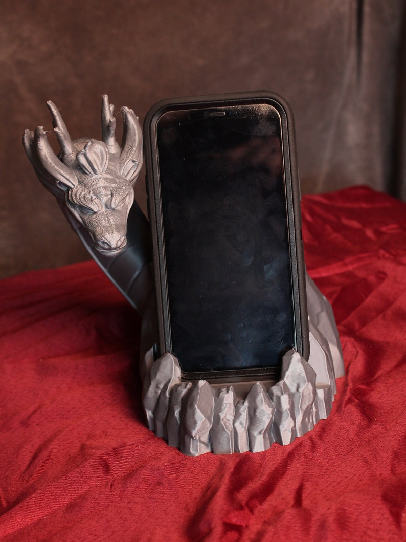 3D Printed Dragon Phone Holder Black or Grey - Etsy