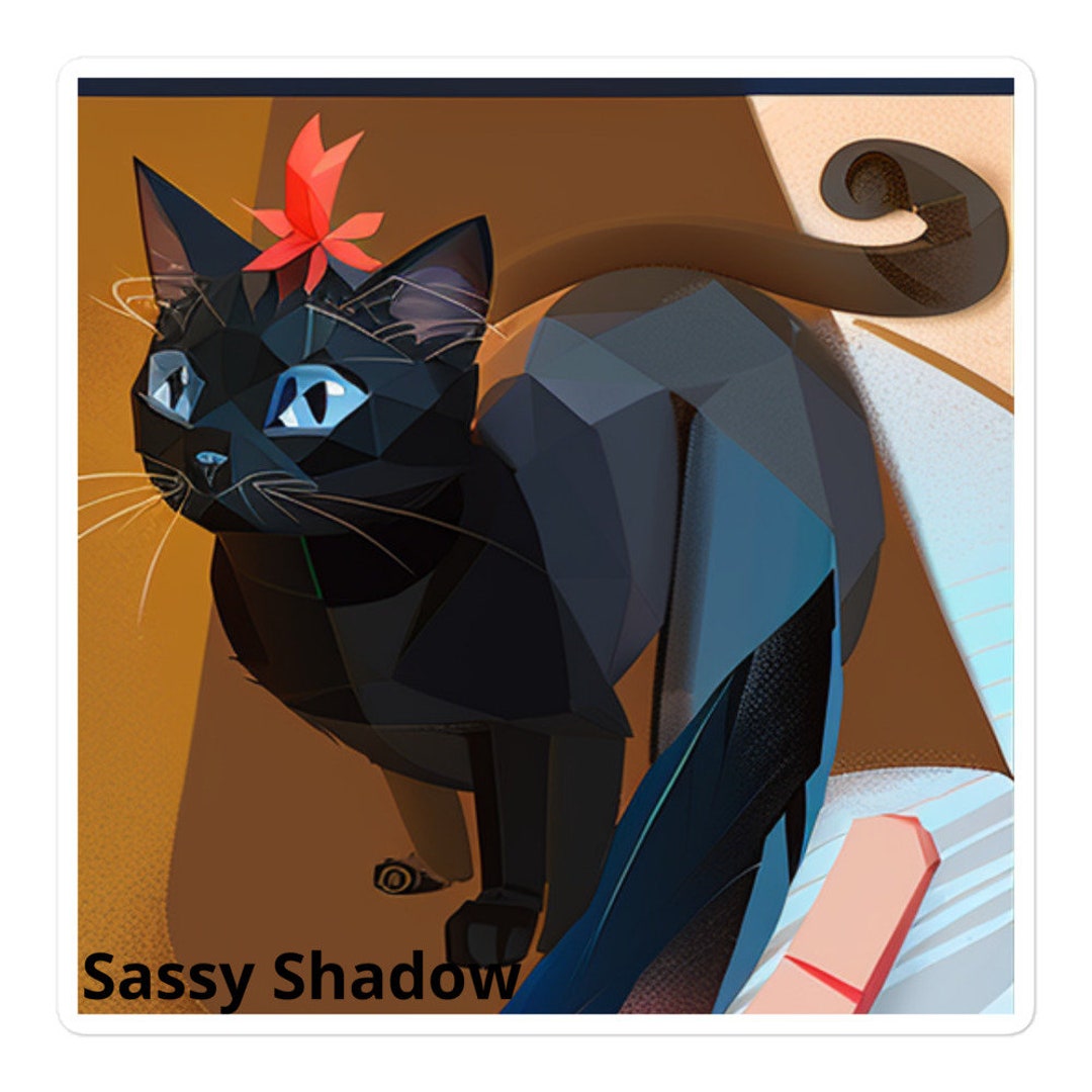 Black Cat Sassy Shadow Sticker - Etsy