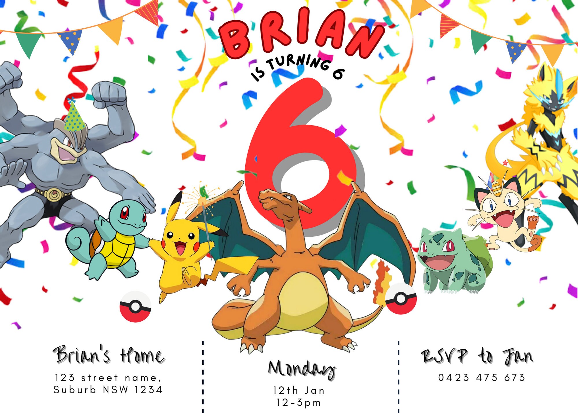 Invitación de cumpleaños de Pokemon / invitación de Pokemon - Etsy España