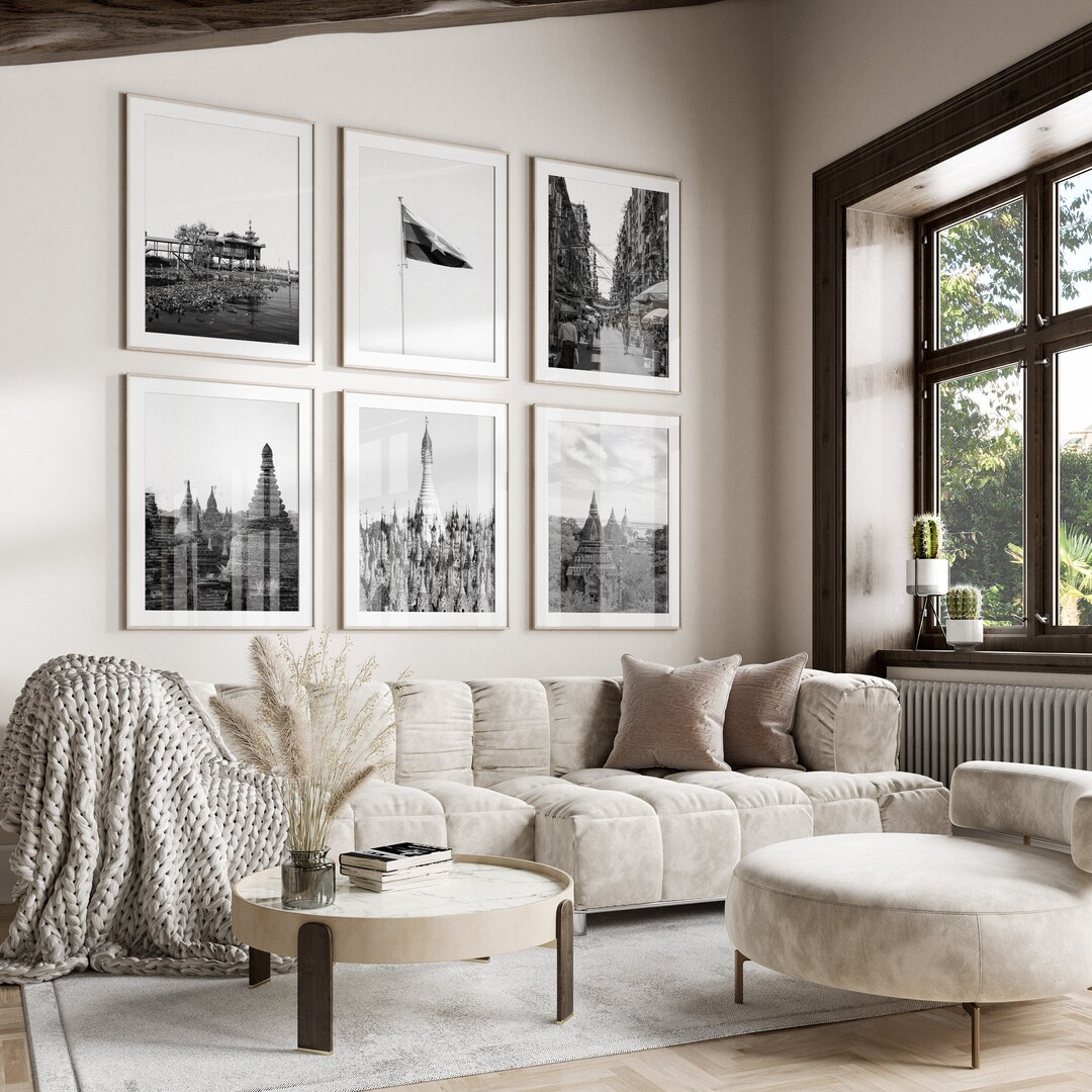 Myanmar Black & White Wall Art Set of 6, Myanmar Prints, Instant ...