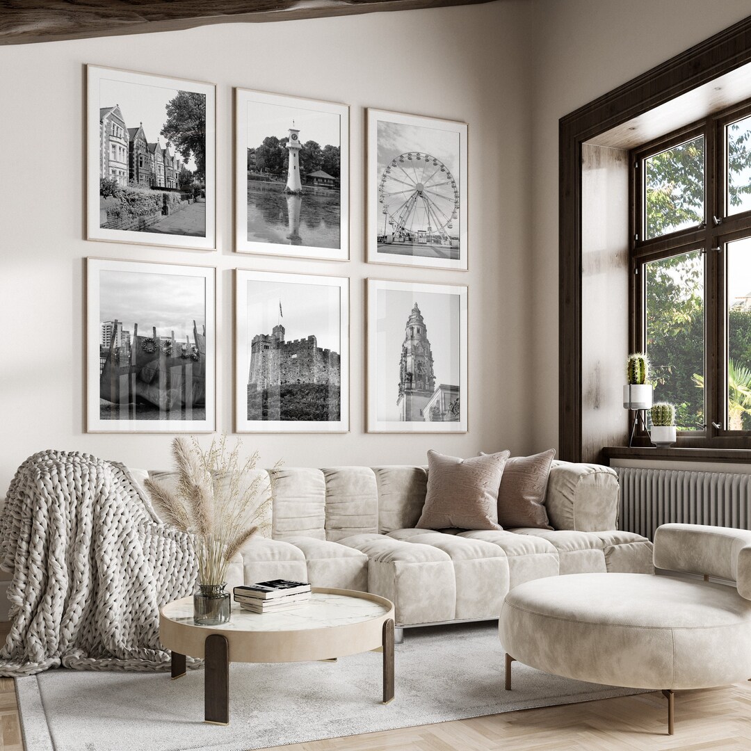 Cardiff City Black & White Wall Art Set of 6, Cardiff Prints, Instant ...