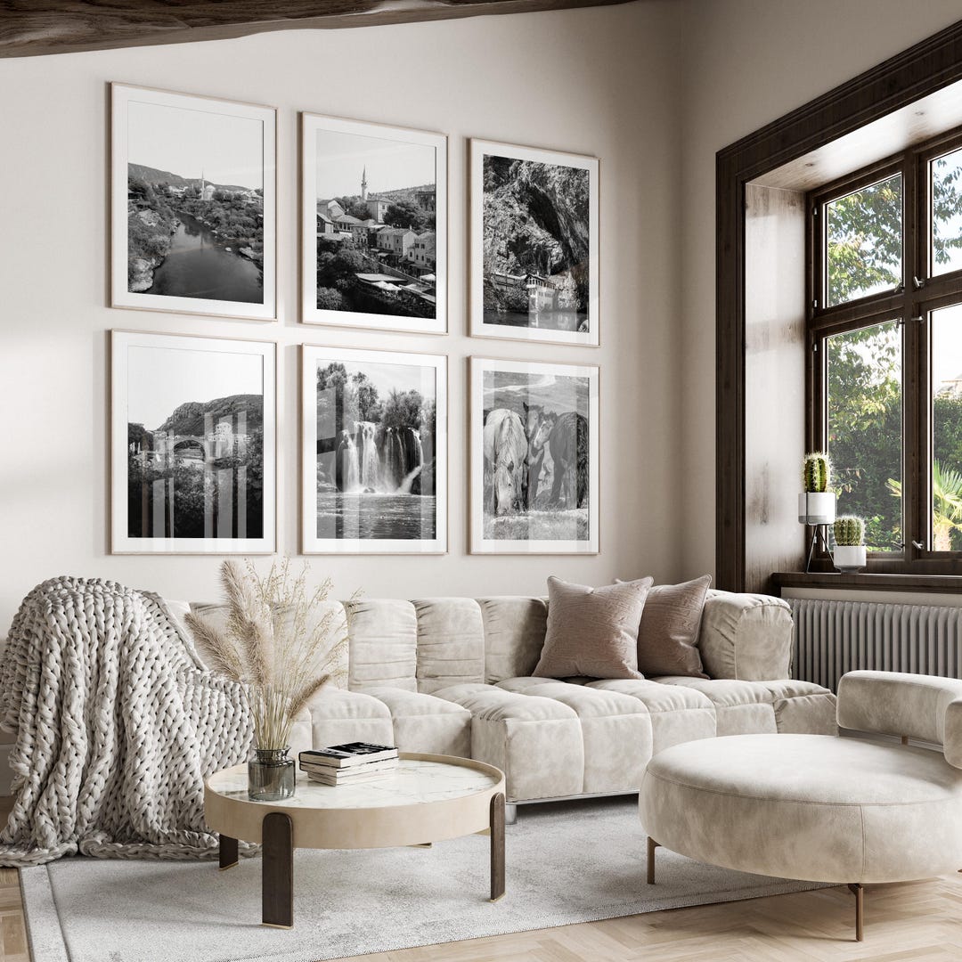 Bosnia and Herzegovina Black & White Wall Art Set of 6, Bosnia Prints ...