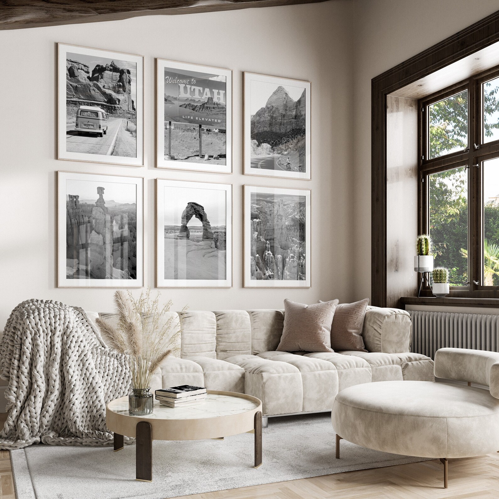 Utah State Black & White Wall Art Set of 6, Utah UT Prints, Instant ...