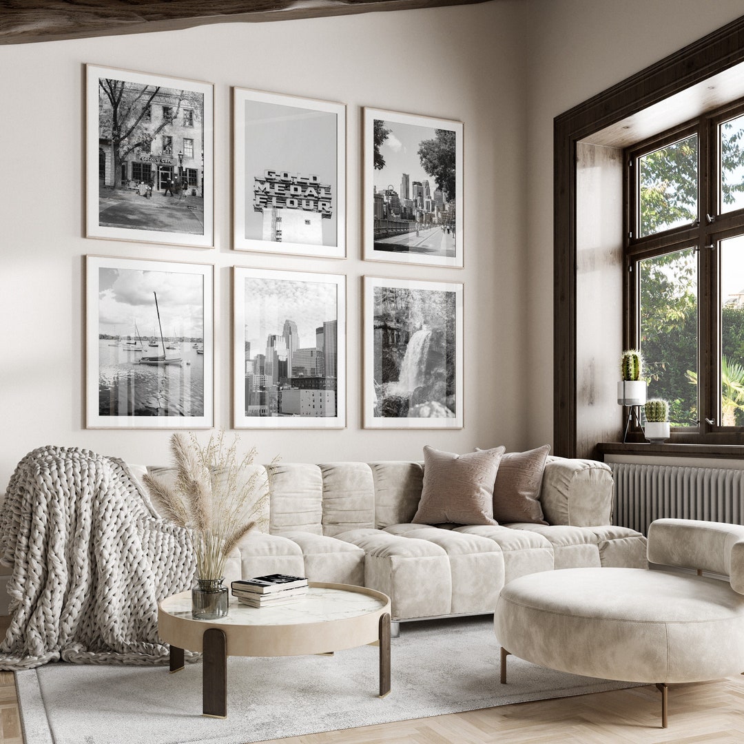 Minneapolis Black & White Wall Art Set of 6, Minneapolis City Prints ...