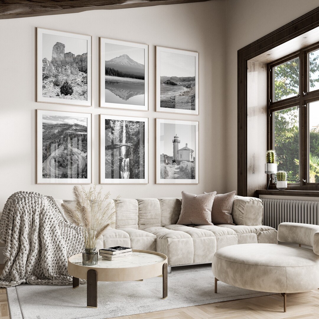 Oregon State Black & White Wall Art Set of 6, Oregon OR Prints, Instant ...