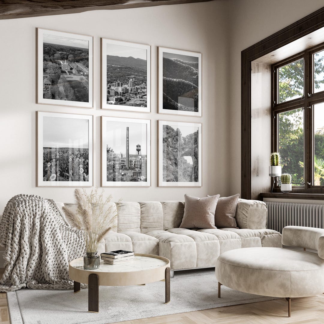 Virginia State Black & White Wall Art Set of 6, Virginia Prints ...