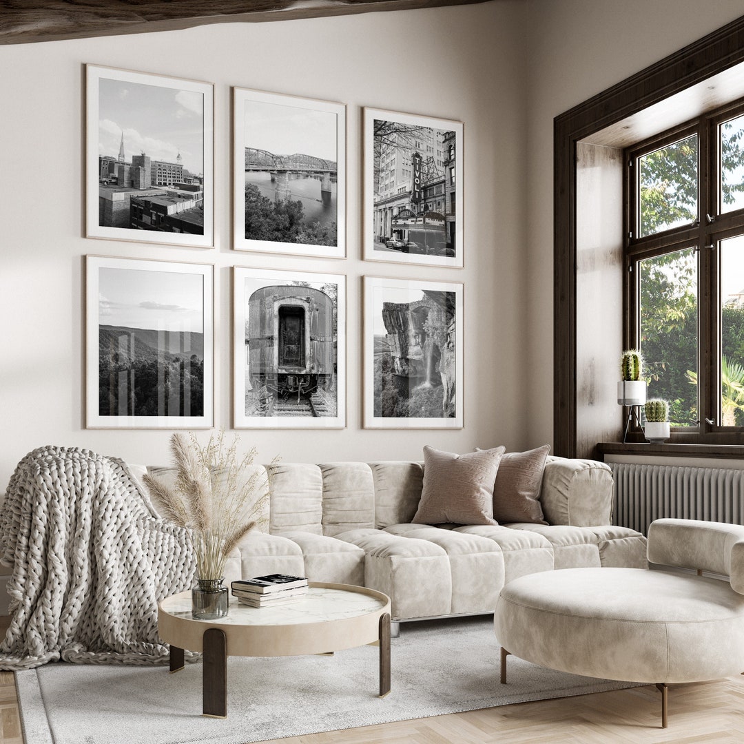 Chattanooga City Black & White Wall Art Set of 6, Chattanooga Prints ...