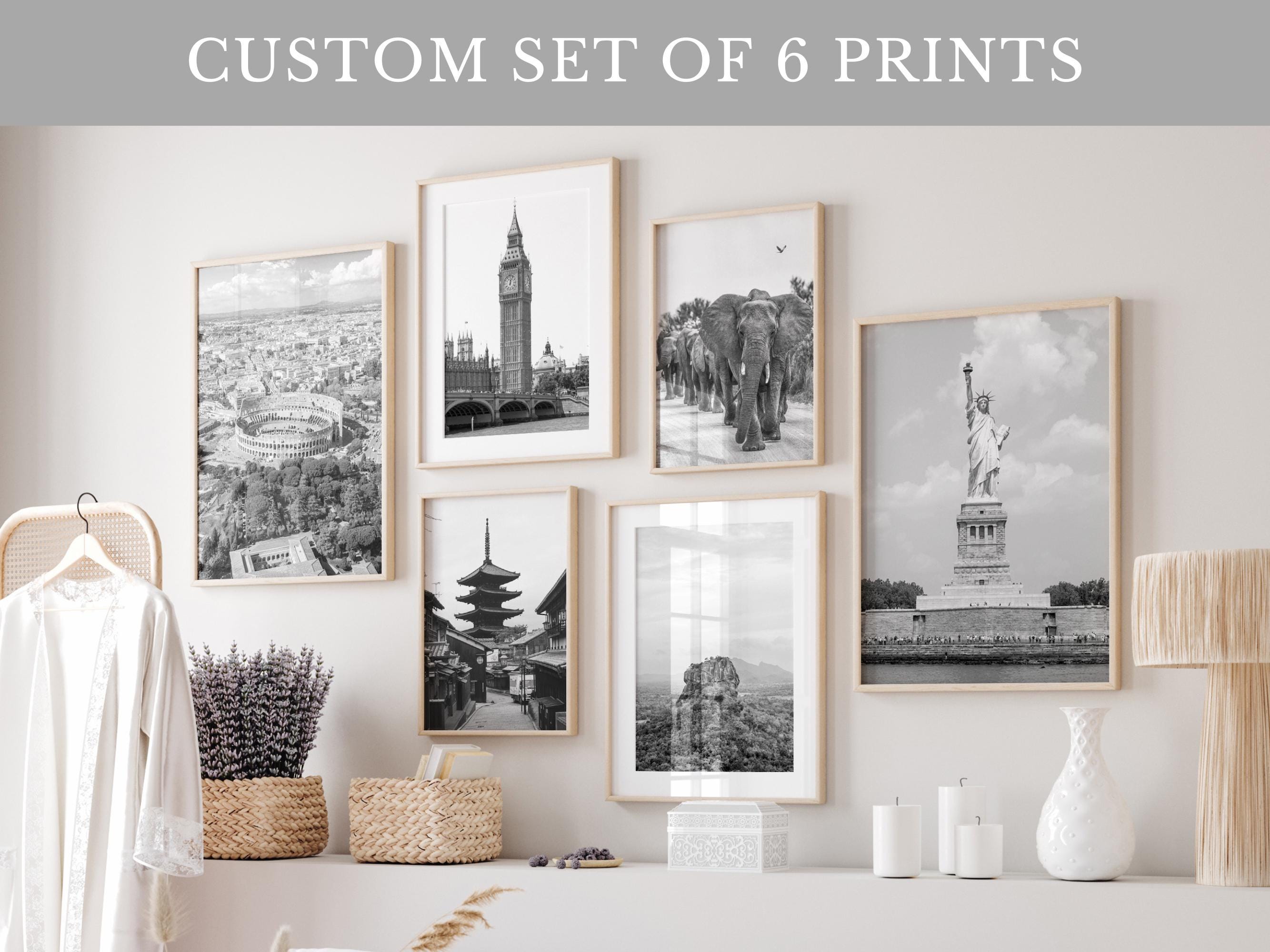 Custom Black & White Wall Art Set of 6, Choose Any 6 Prints, Digital ...