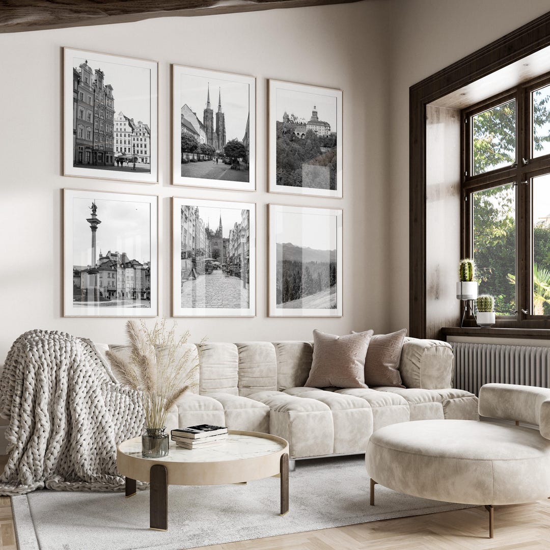 Poland Black & White Wall Art Set of 6, Poland Prints, Instant Download ...