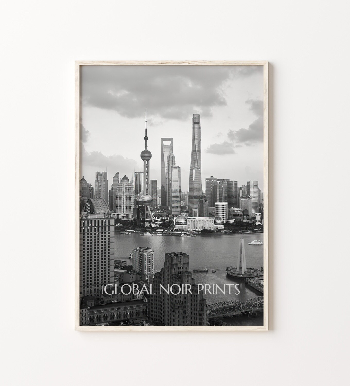 Shanghai, China, Skyline, Instant Download, Black White Photography ...
