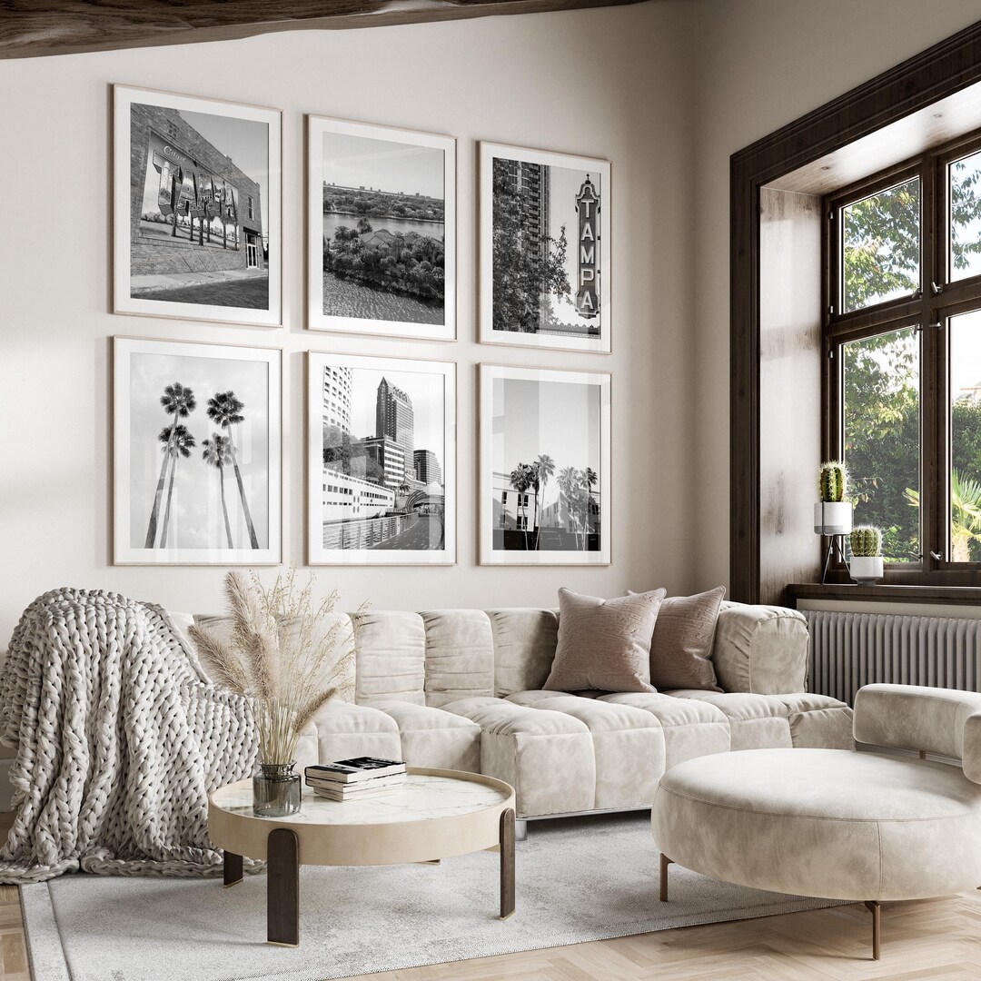Tampa Black & White Wall Art Set of 6, Florida City Prints, Instant ...