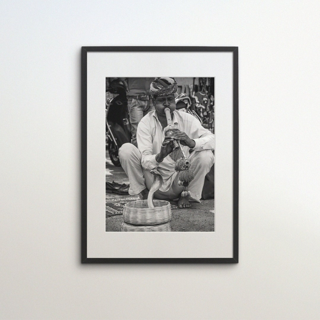 Jaipur, India, Man Playing Pungi, Instant Download, Black White ...