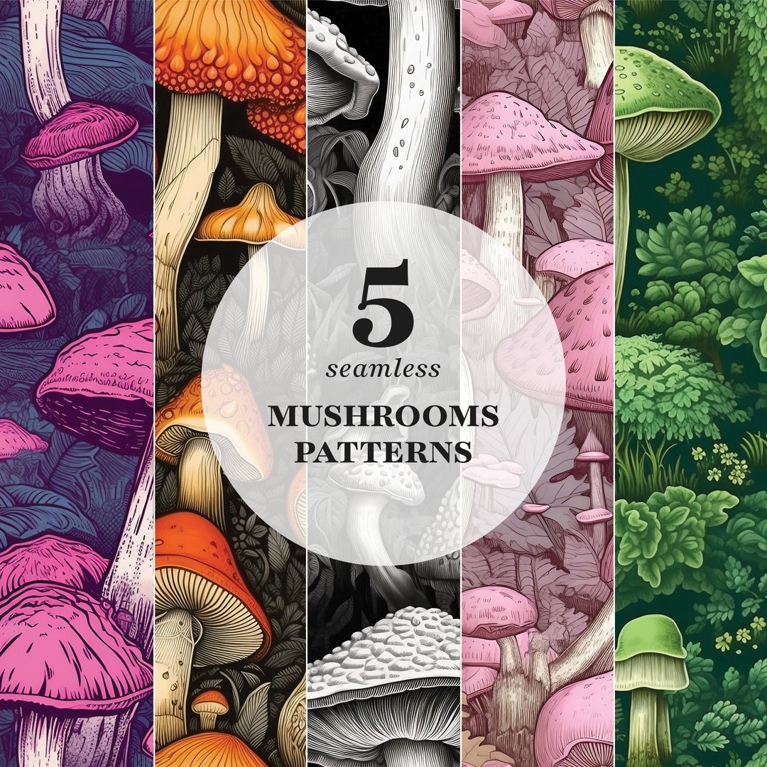 Featuring 5 Mushroom Seamless Prints, These Digital Designs Are Perfect ...