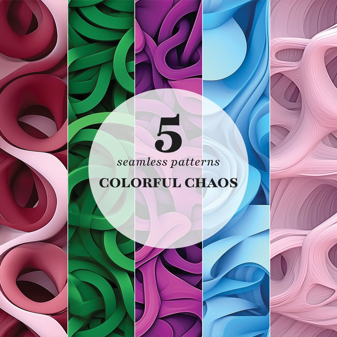 5 Colorful Loop Chaos Abstract Shapes Digital Papers | Perfect for Any ...
