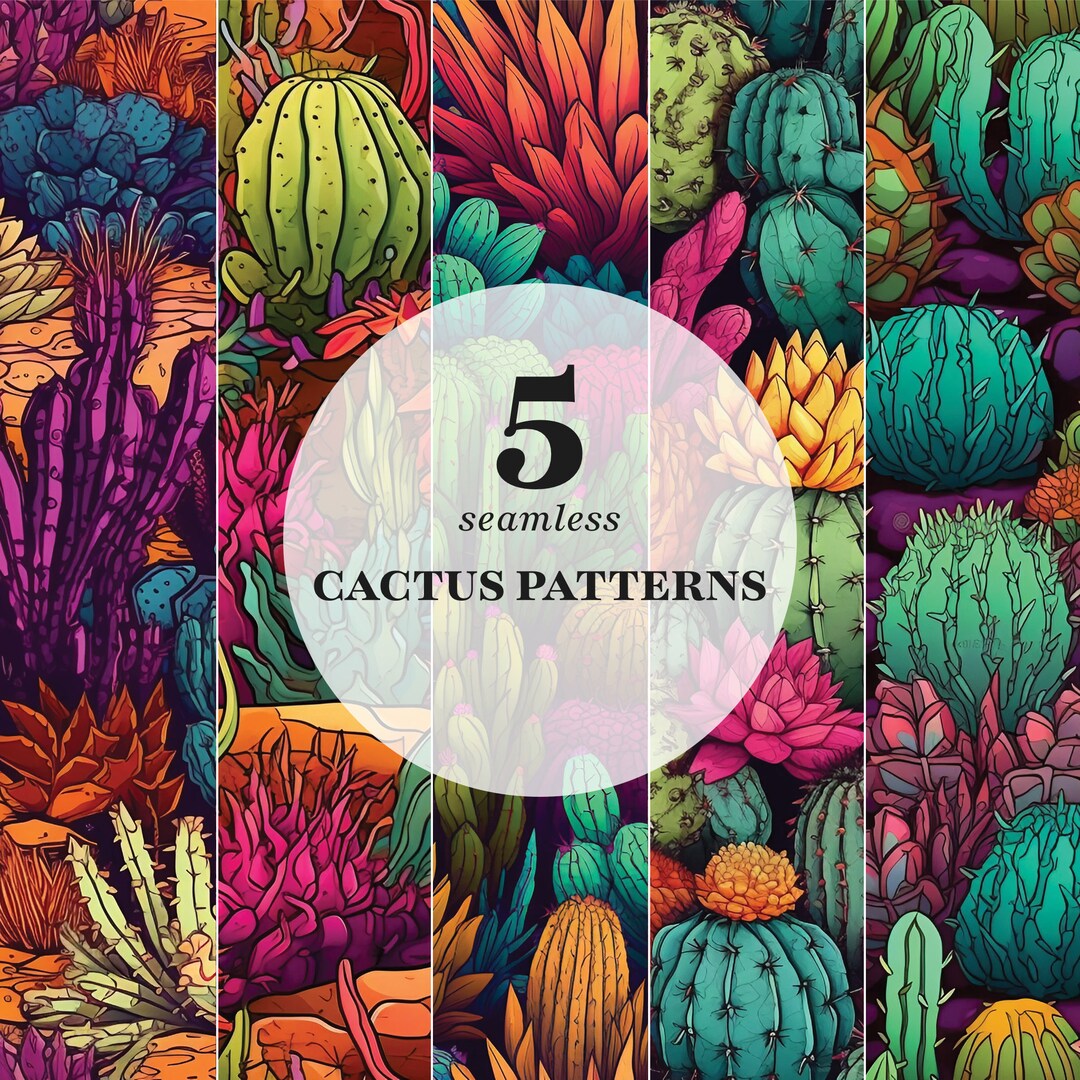 5 Colorful Dreamy Cactus Digital Papers | Perfect for Any Application ...