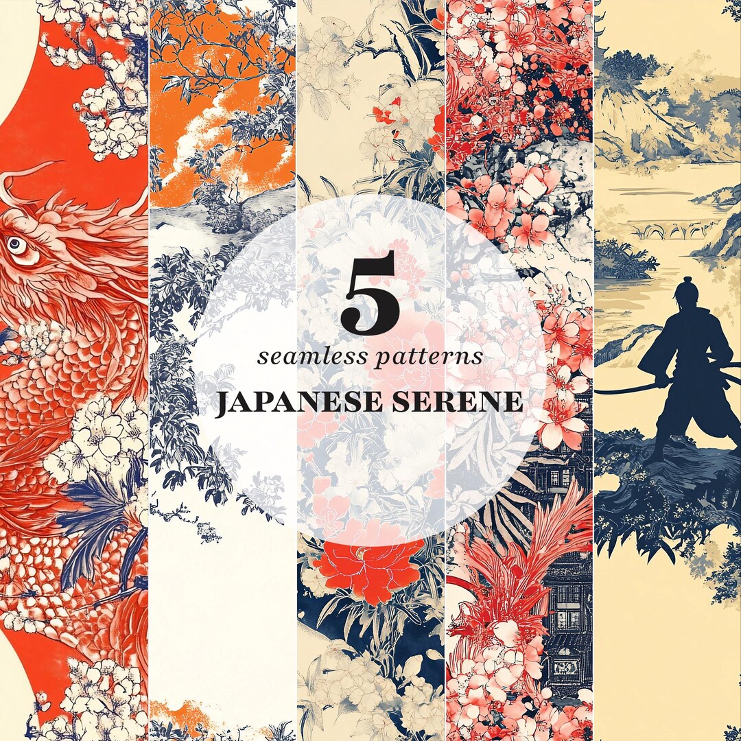 Japanese Serene Pattern - Elegant Digital Paper for Creative Projects ...
