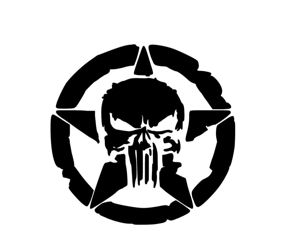 Skull Star Decal , Military Star Skull Decal , off Road Skull Decal ...