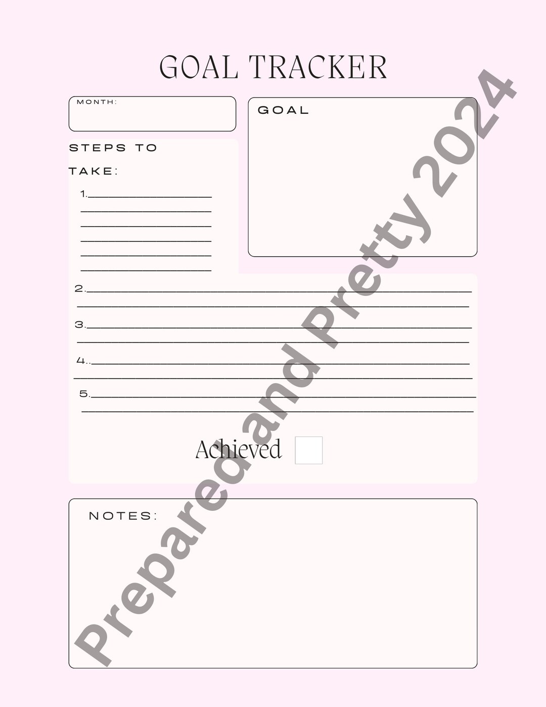 Aesthetic Pink Goal Tracker Download - Etsy