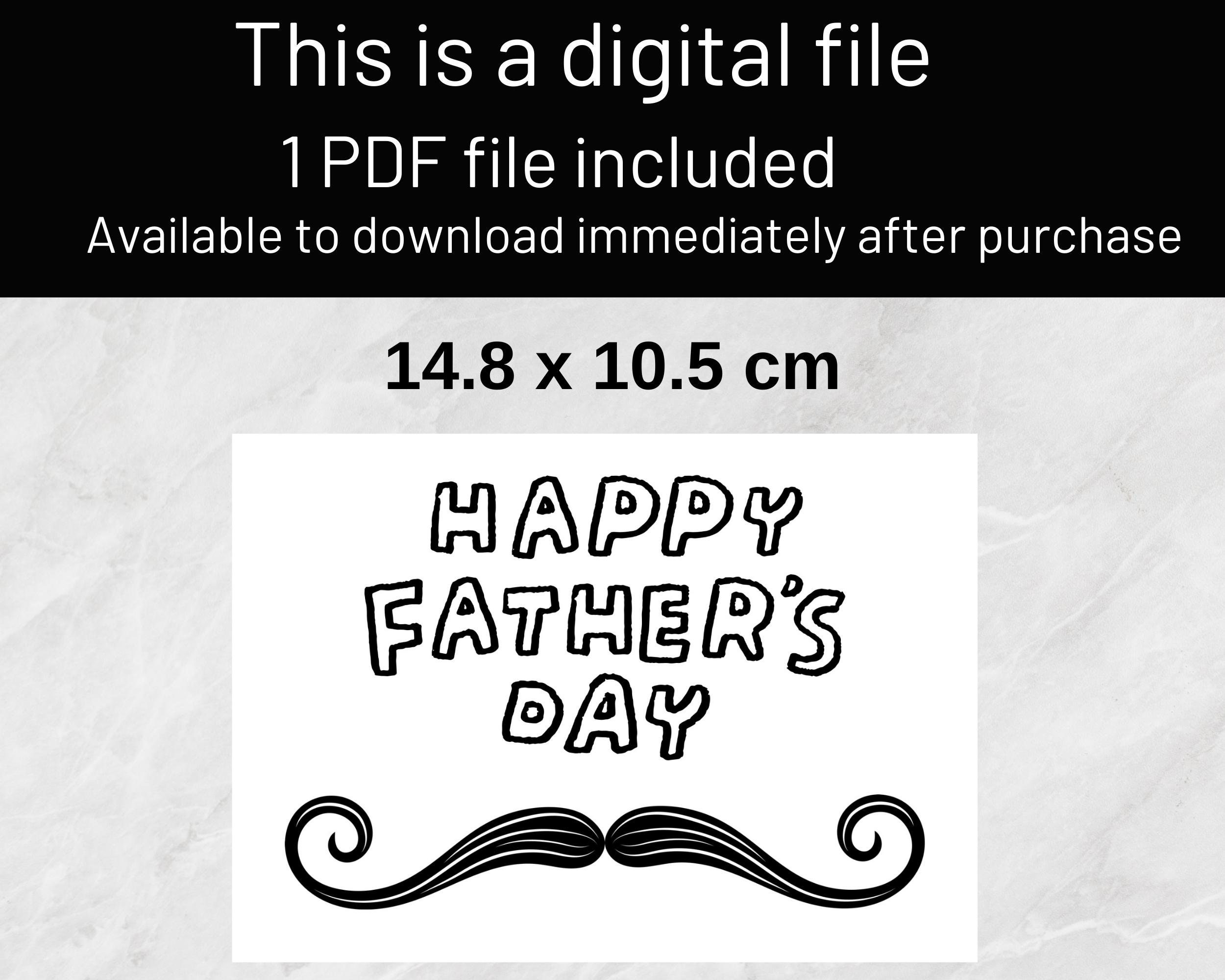 Happy Fathers Day Printable Card Instant Download Pdf Fathers Day