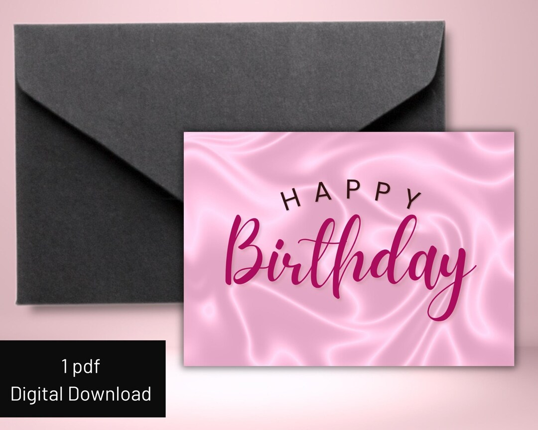 Happy Birthday Printable Card / Instant Download PDF / Pink Greeting ...