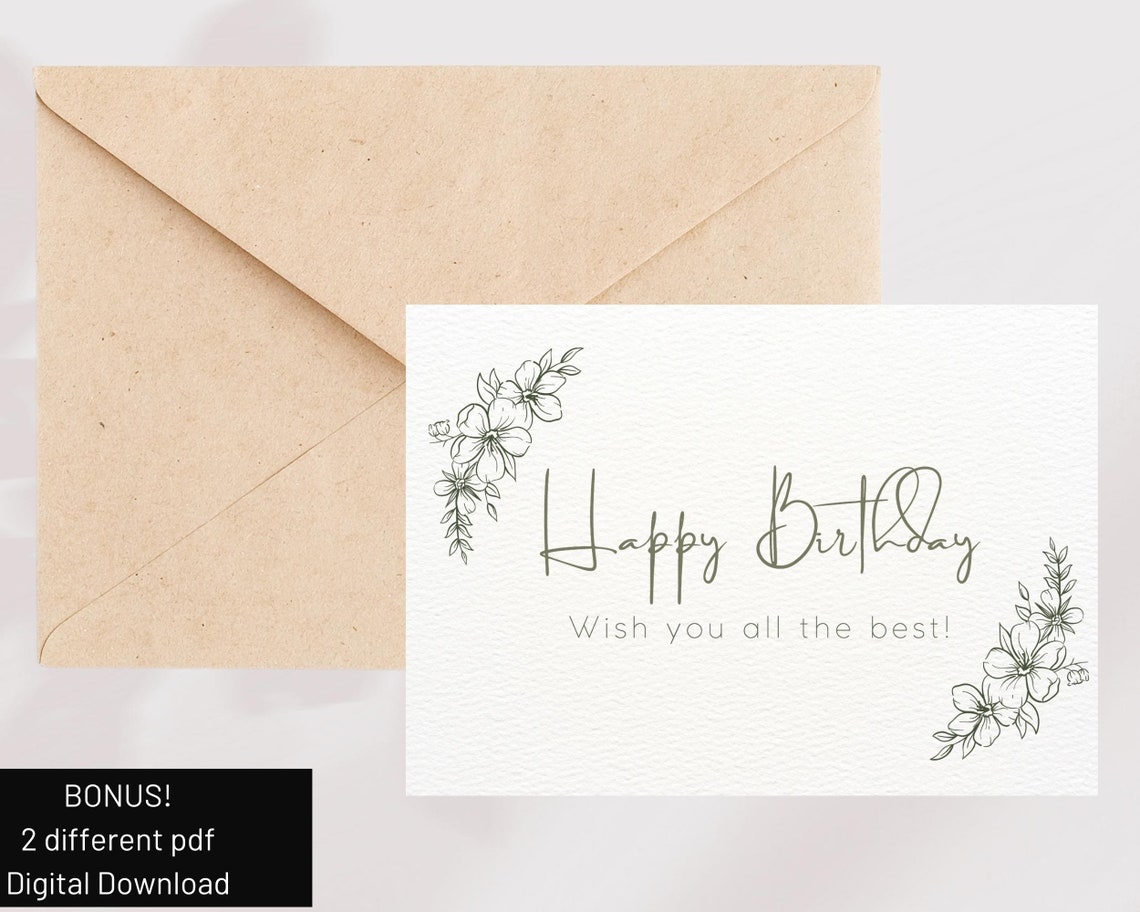 Happy Birthday Printable Card / Instant Download PDF / Classic Greeting ...