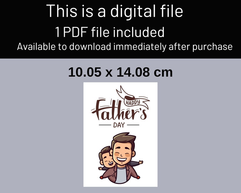 Happy Father's Day Printable Card Instant Download PDF Father's Day ...