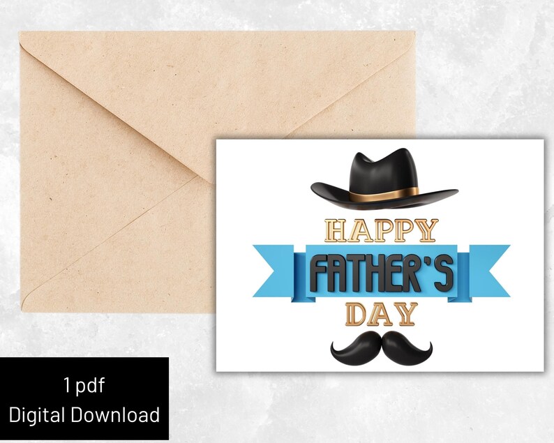 Happy Fathers Day Printable Card Instant Download Pdf Fathers Day
