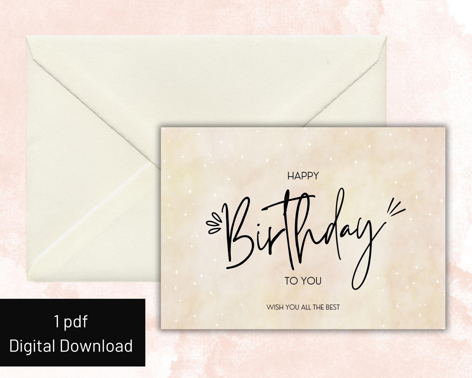 Printable Happy Birthday Card / Instant Download PDF / Minimal - Etsy
