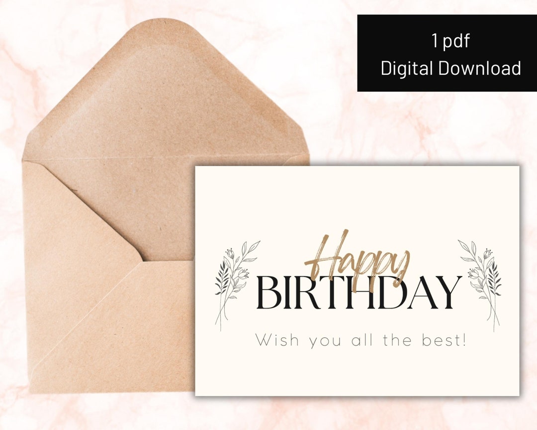 Happy Birthday Printable Card / Instant Download PDF /greeting Card ...