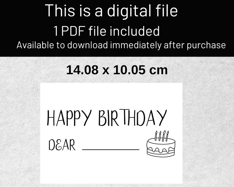 Happy Birthday Printable Card / Instant Download PDF / Basic - Etsy