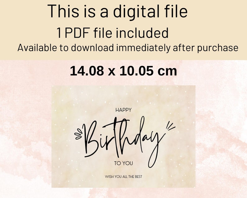 Printable Happy Birthday Card / Instant Download PDF / Minimal - Etsy