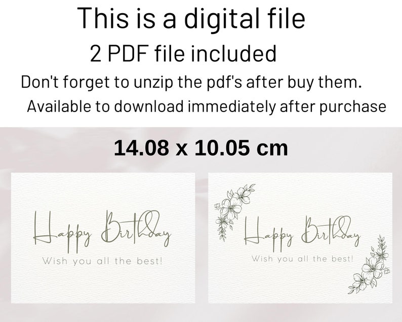 Happy Birthday Printable Card / Instant Download PDF / Classic - Etsy