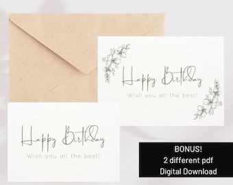 Happy Birthday Printable Card / Instant Download PDF / Birthday Card ...