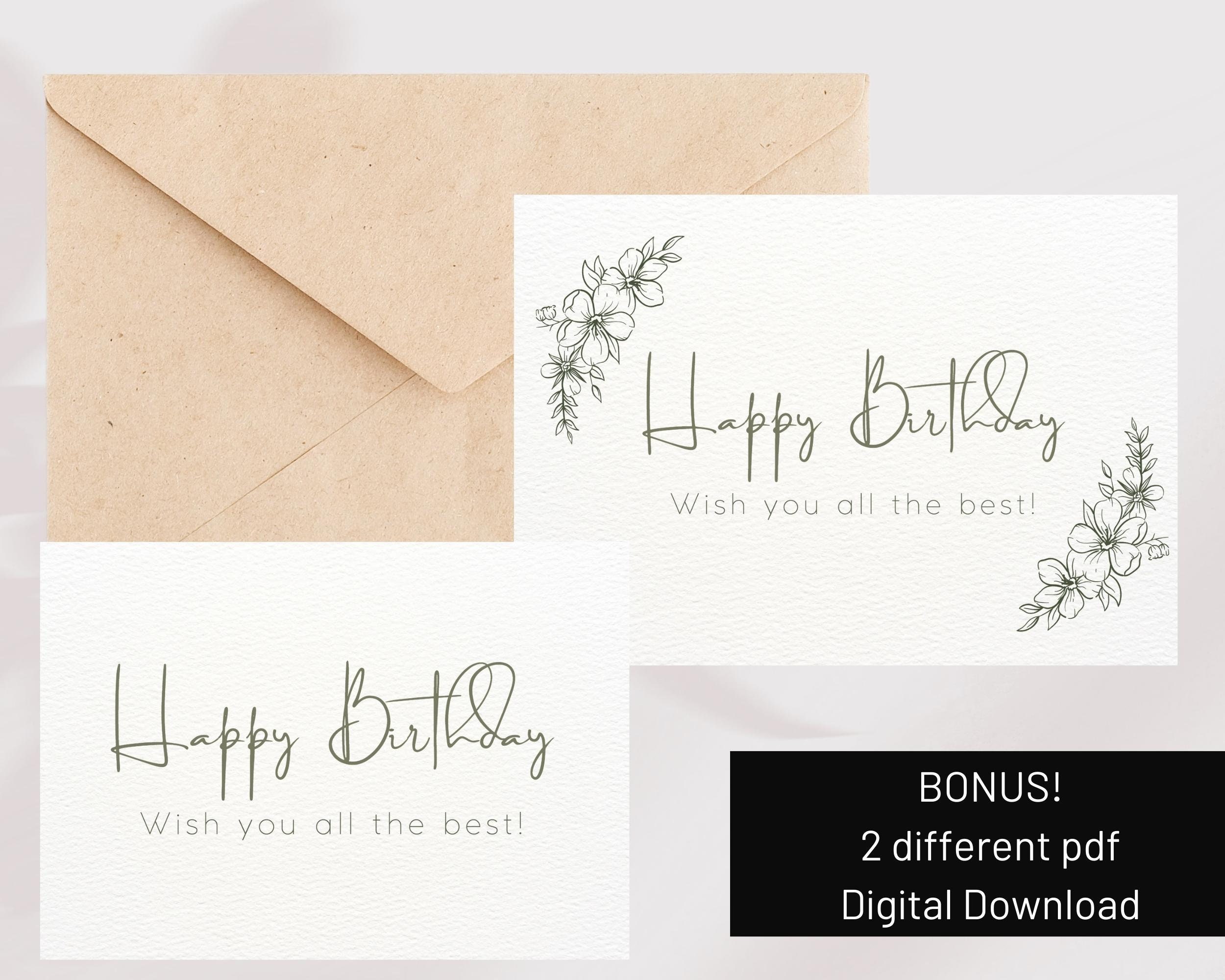 Happy Birthday Printable Card / Instant Download PDF / Classic Greeting ...